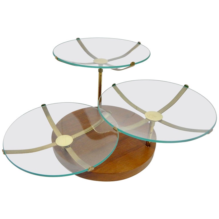 Midcentury Brass and Glass Three-Tiered Server at 1stDibs