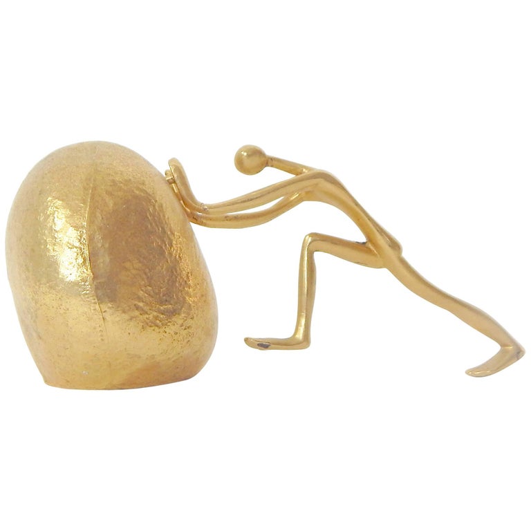 Midcentury Gold Figural Paperweight at 1stDibs