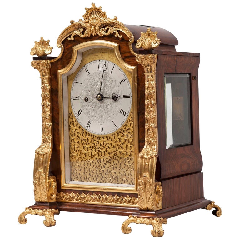 English 19th Century Gold Table Clock at 1stDibs