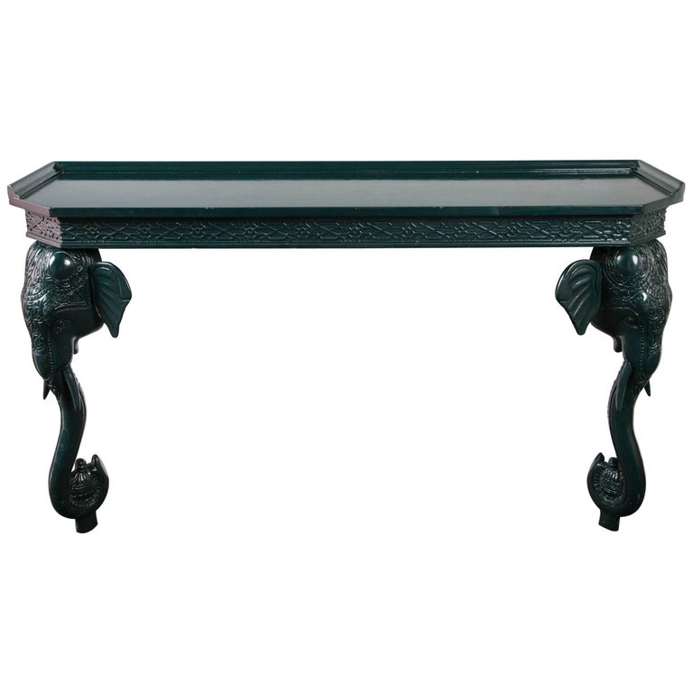 Gampel-Stoll Green Painted Elephant Console Table at 1stDibs