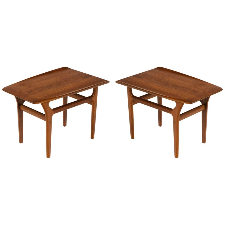 Pair of Danish Modern Teak Wood Side Tables in the Style of Poul Jensen ...