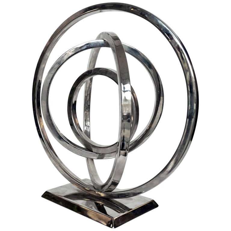Abstract Sculpture of Rings in Chrome Metal at 1stDibs