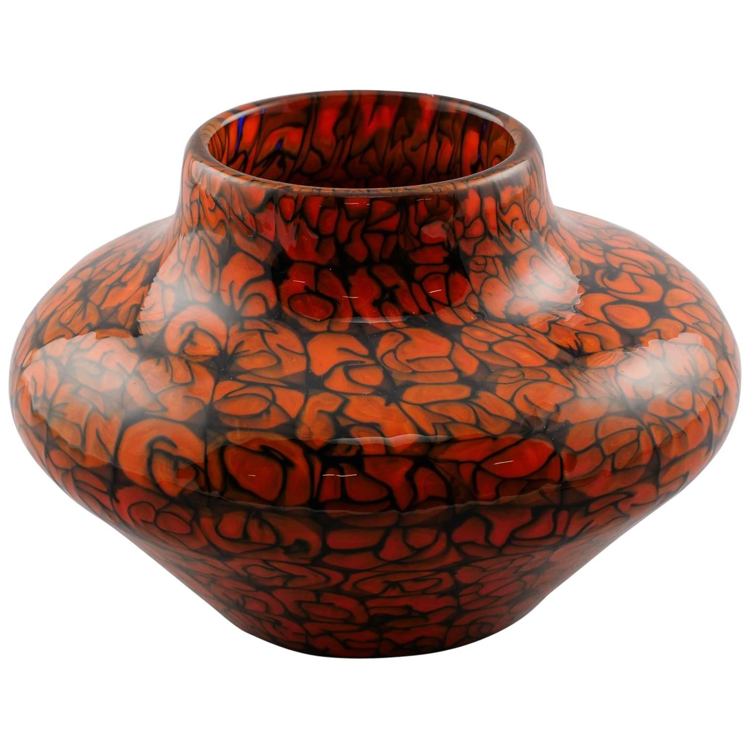 Orange and Black Eugenio Ferro Murano Glass Vase at 1stDibs