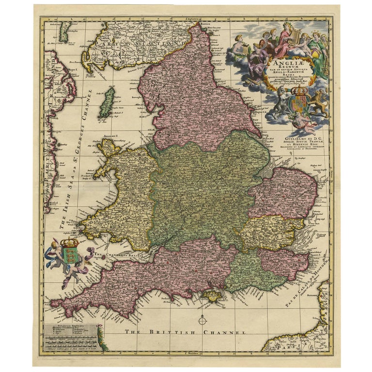 Antique Map of England by N. Visscher II, 1694 at 1stDibs