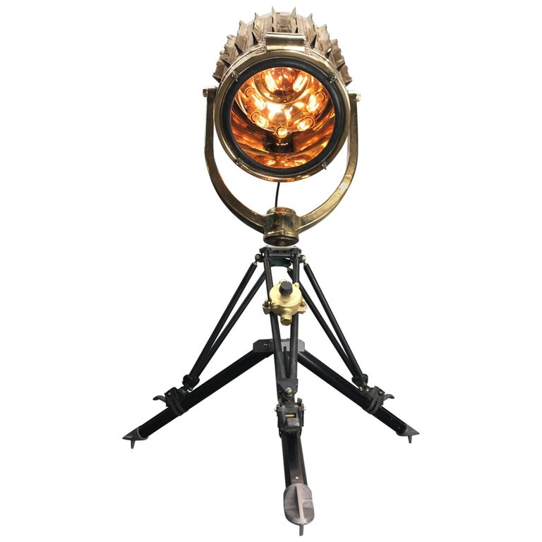 1977 Japanese Brass Searchlight and Black Military Tripod 7 Edison ...