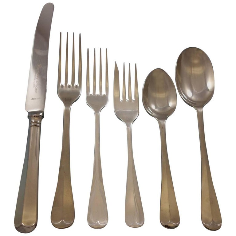 Queen Anne Rattail English Silver Plated and Stainless Flatware Set ...