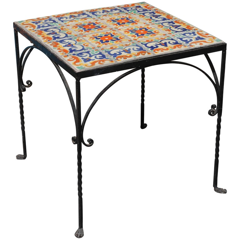 Large Mizner Era Tile Top Table at 1stDibs
