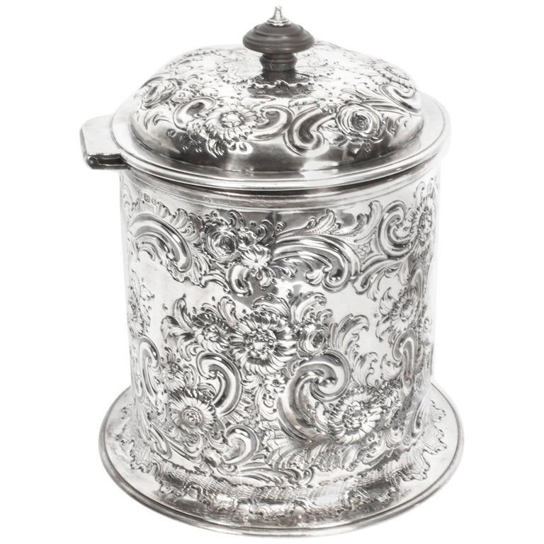 Antique Victorian Sterling Silver Biscuit Box Emes and Barnard, 1821 at ...
