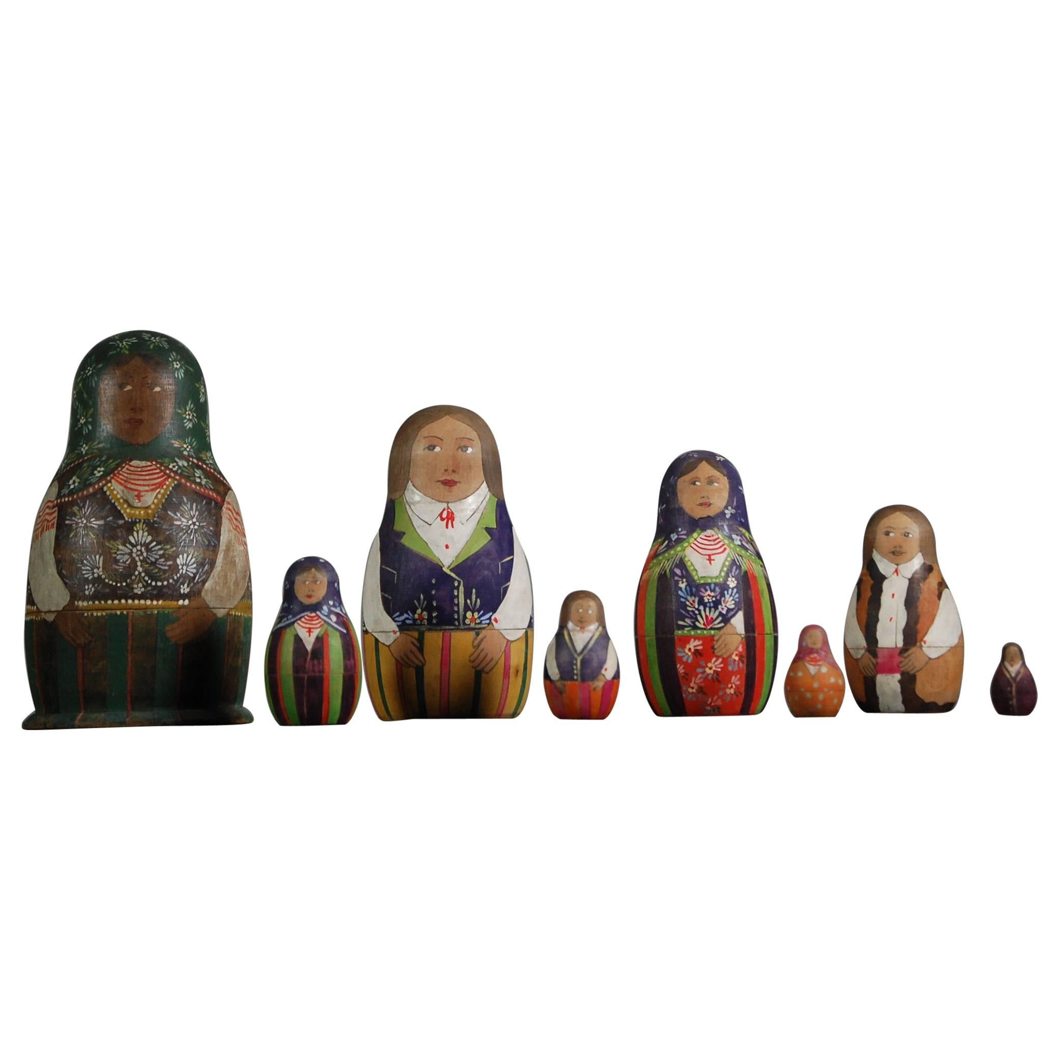 Early 20th Century Hand-Painted Matryoshka Nesting Dolls at 1stDibs