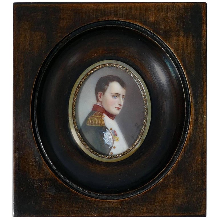 Antique French Miniature Painting Signed, Portrait Napoleon Bonaparte ...