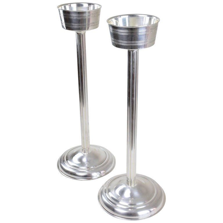 French Vintage Silver Plated Wine Bucket Stands, 1960s at 1stDibs