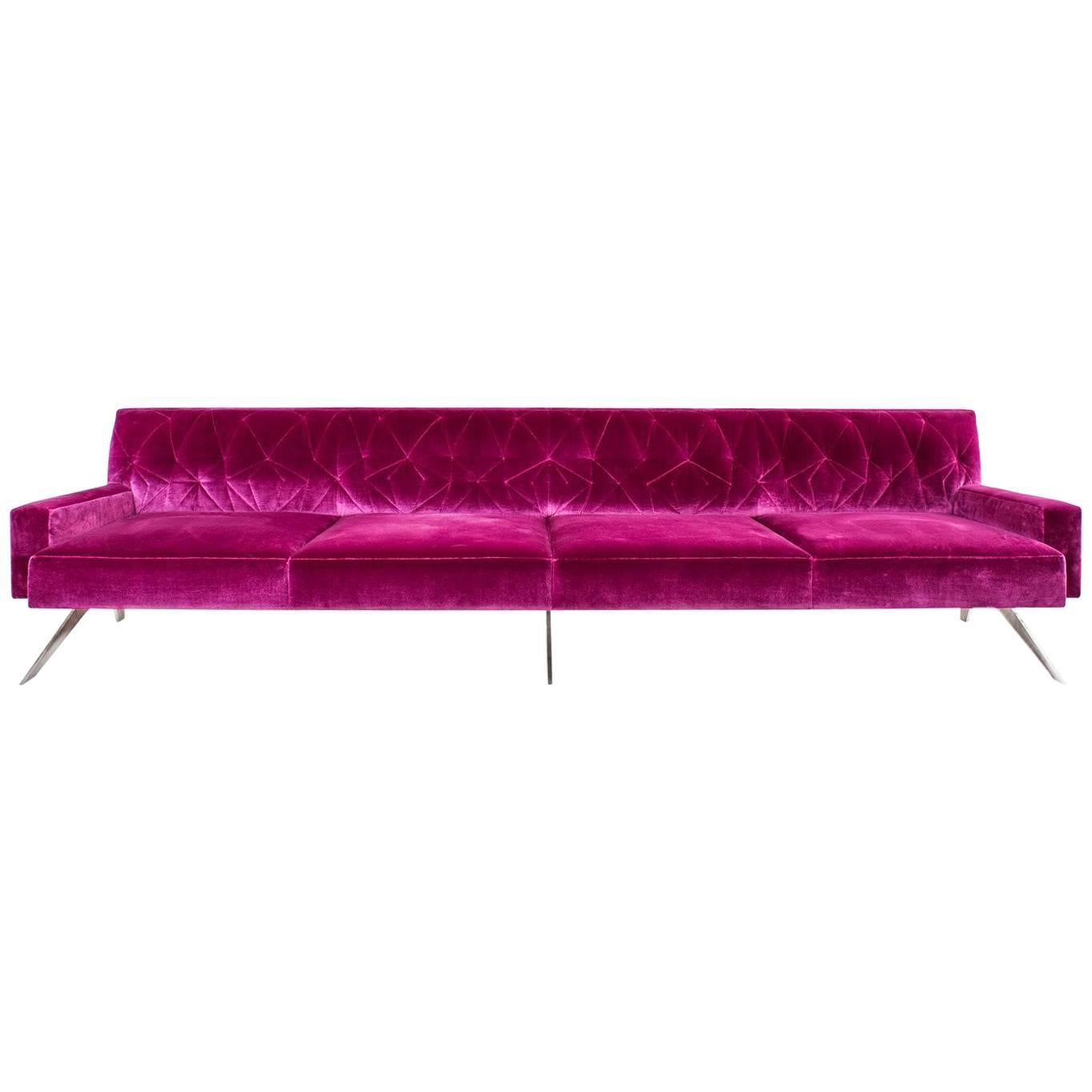 Elliot Fuchsia Tufted Sofa For Sale at 1stDibs