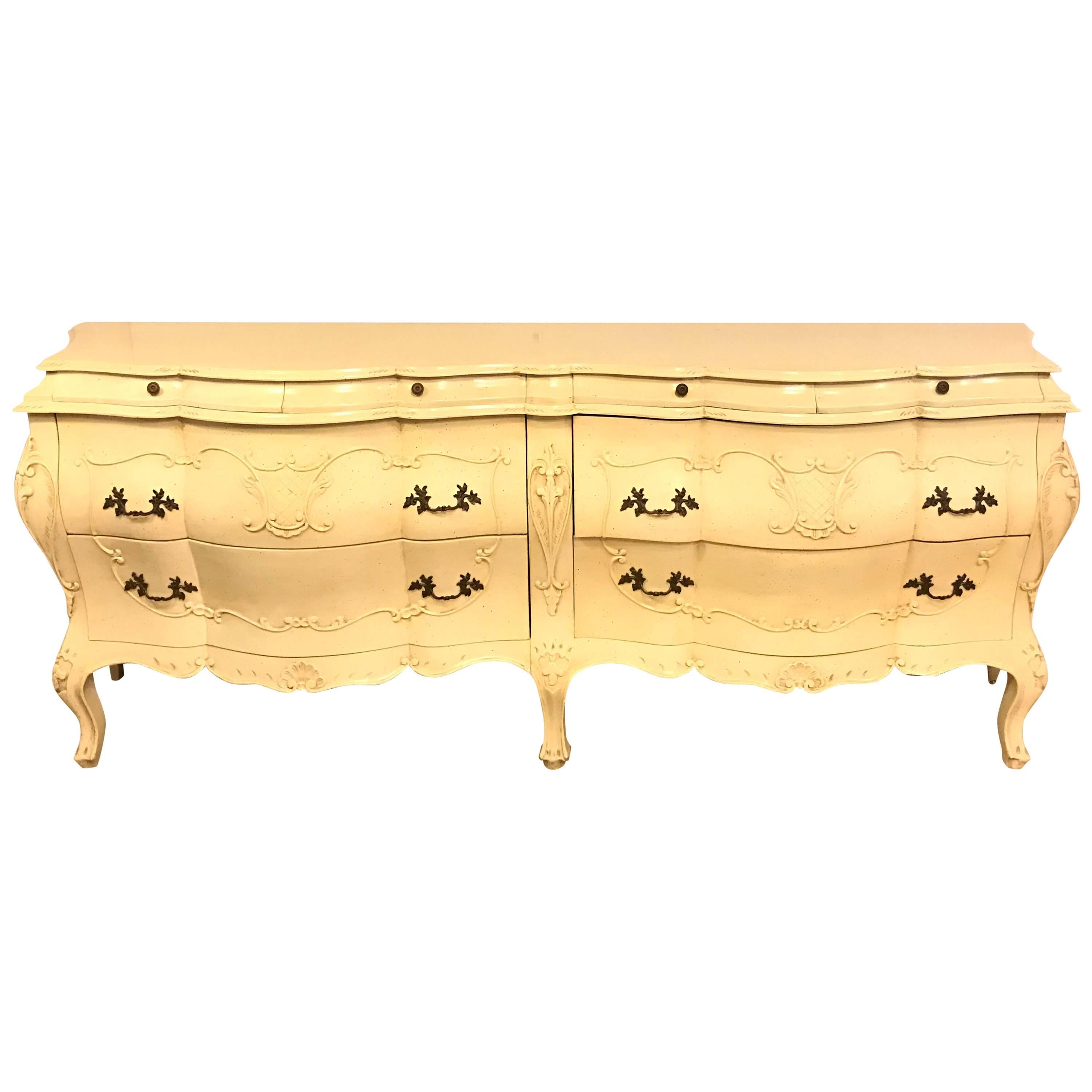 Italian Continental Style Bombe Carved Wood Double Commode Dresser at ...
