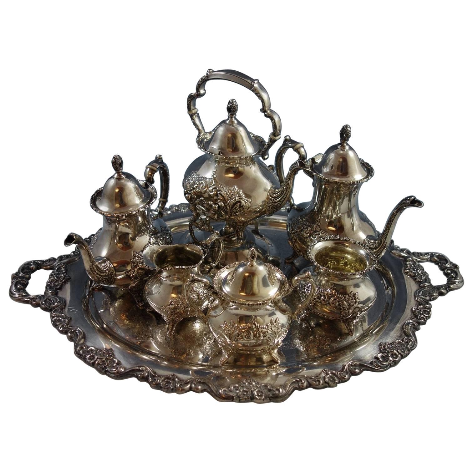 Crest of Windsor by Poole Sterling Silver Six-Piece Tea Set with Tray ...