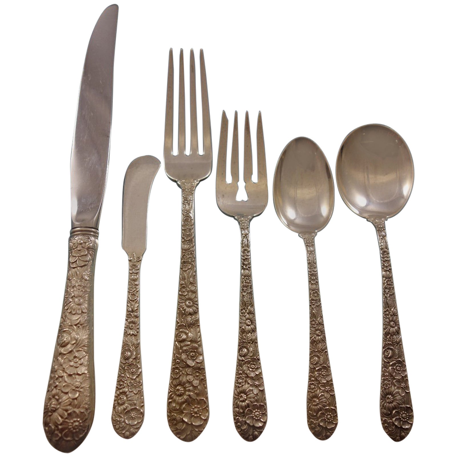 Bridal Bouquet by Alvin Sterling Silver Flatware Set 8 Service 48 ...