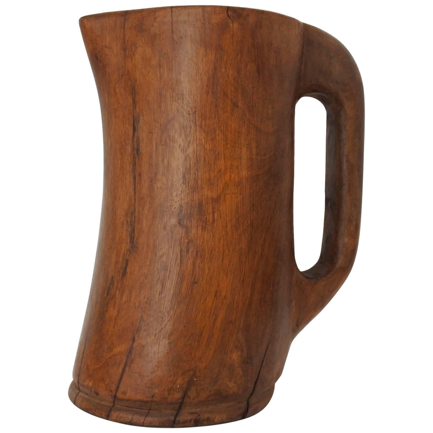 Hand-Carved Free-Form Wood Pitcher, Midcentury, France, 1950s at 1stDibs