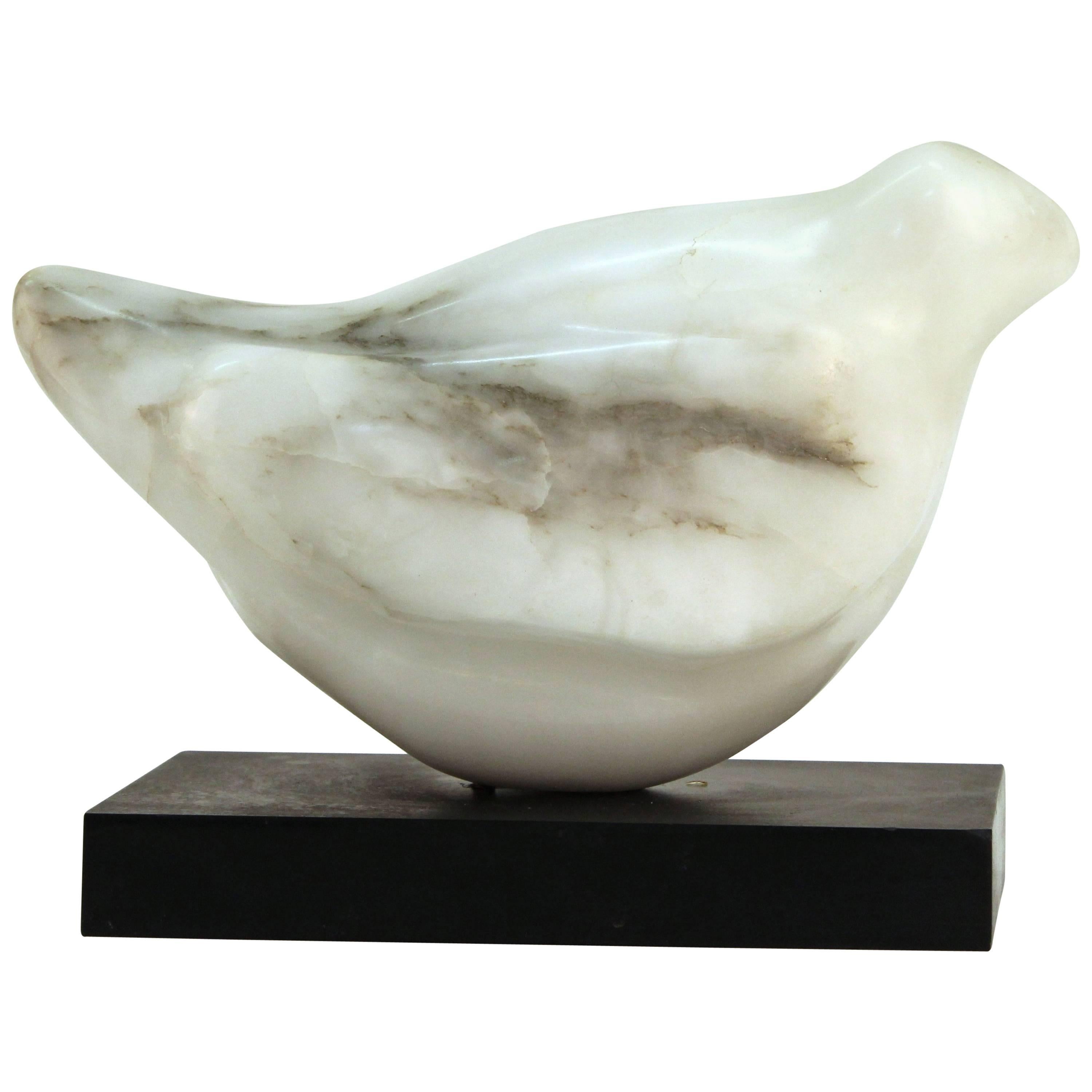 Marble Bird Sculpture on Black Base at 1stDibs