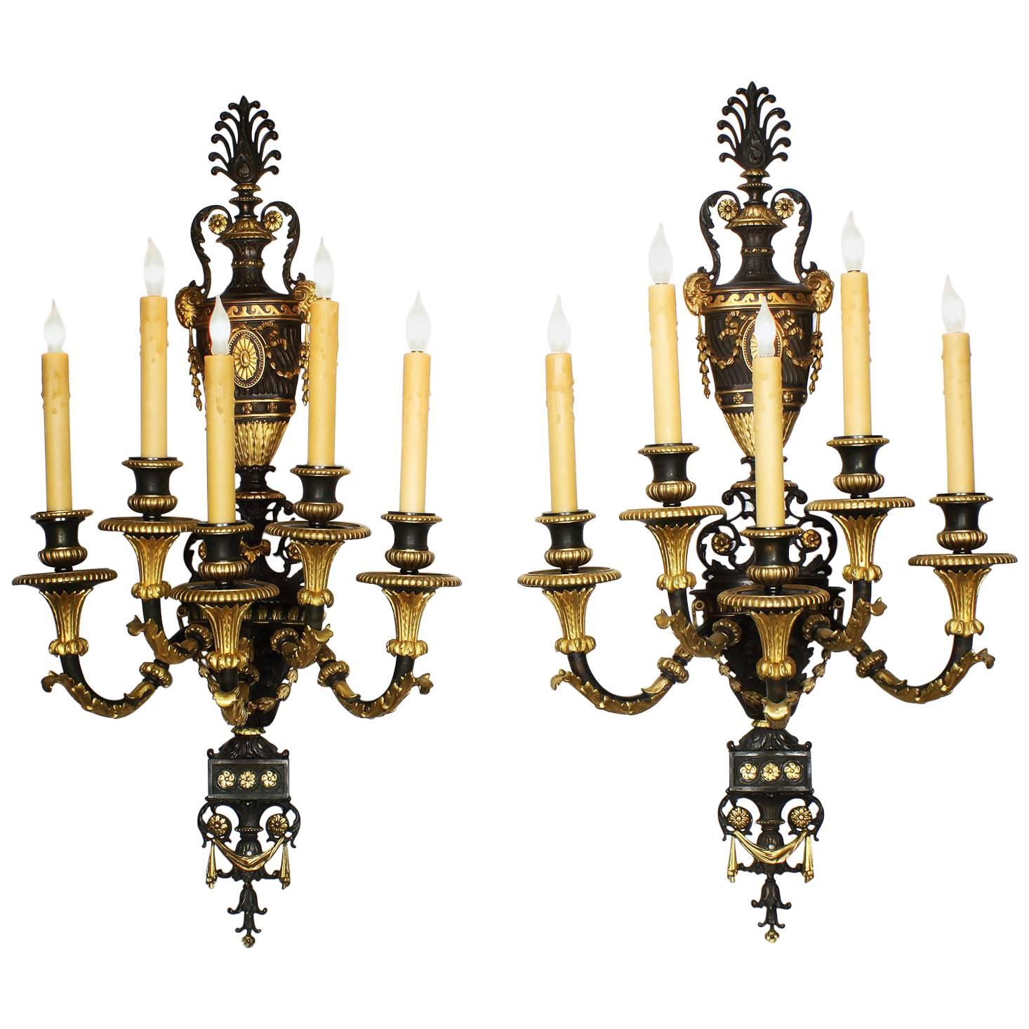 Pair of French 19th Century Neoclassical Style Gilt Bronze Putto Wall ...