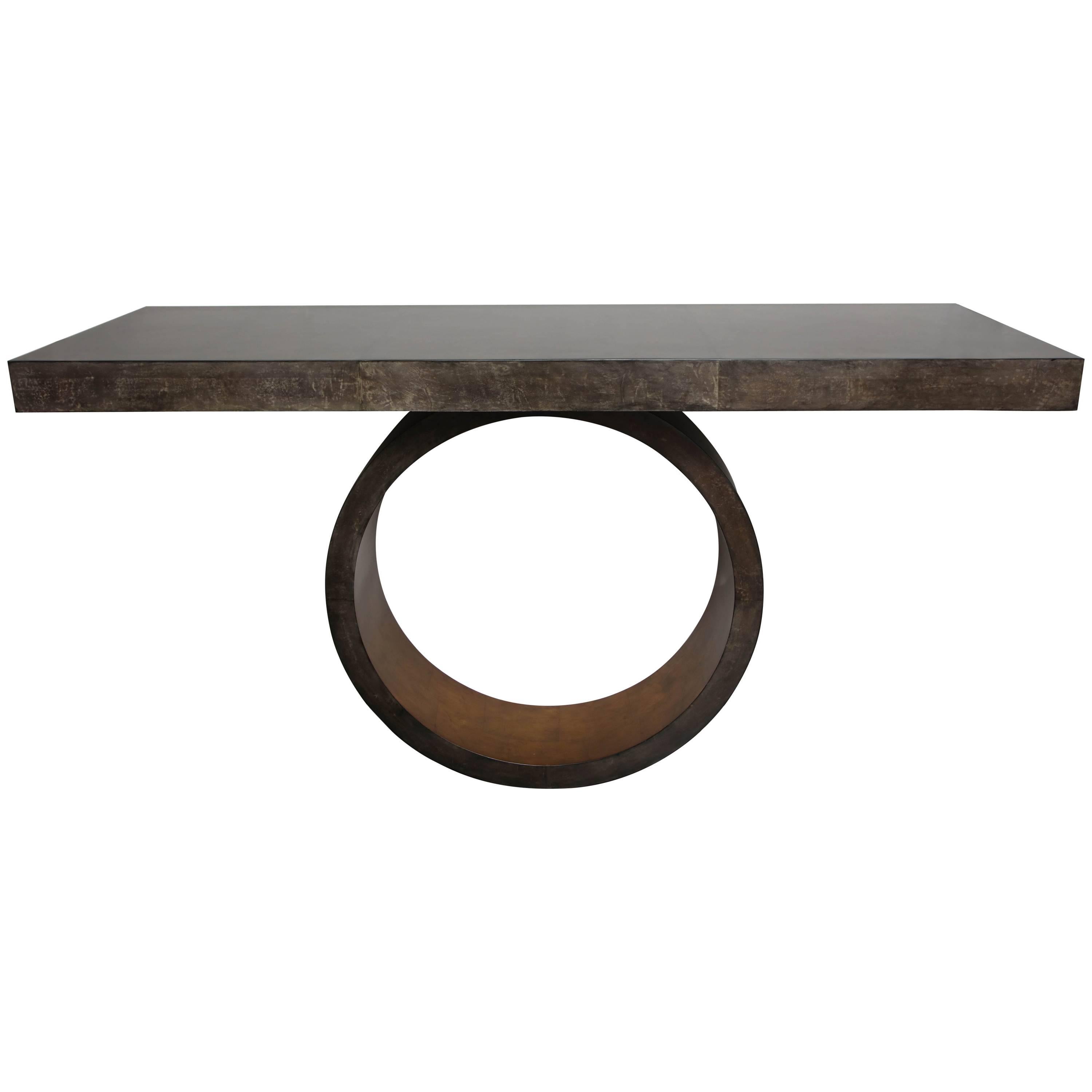 Shagreen Embossed Edelman Leather Console For Sale at 1stDibs