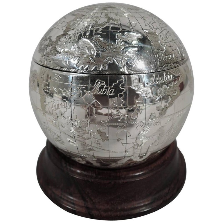 Tiffany Sterling Silver World Globe Box with Oceans and Continents For ...