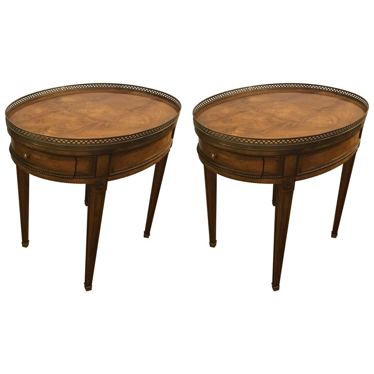 Pair of Oval Baker Side Tables with Gallery Top For Sale at 1stDibs