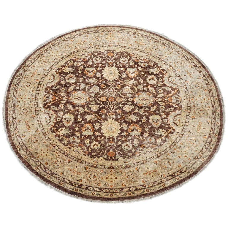 Round Pak Peshawar Chobi Area Rug For Sale at 1stDibs