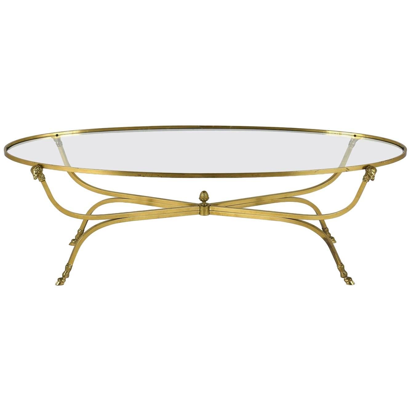 Hollywood Regency-Style Oval Coffee Table at 1stDibs