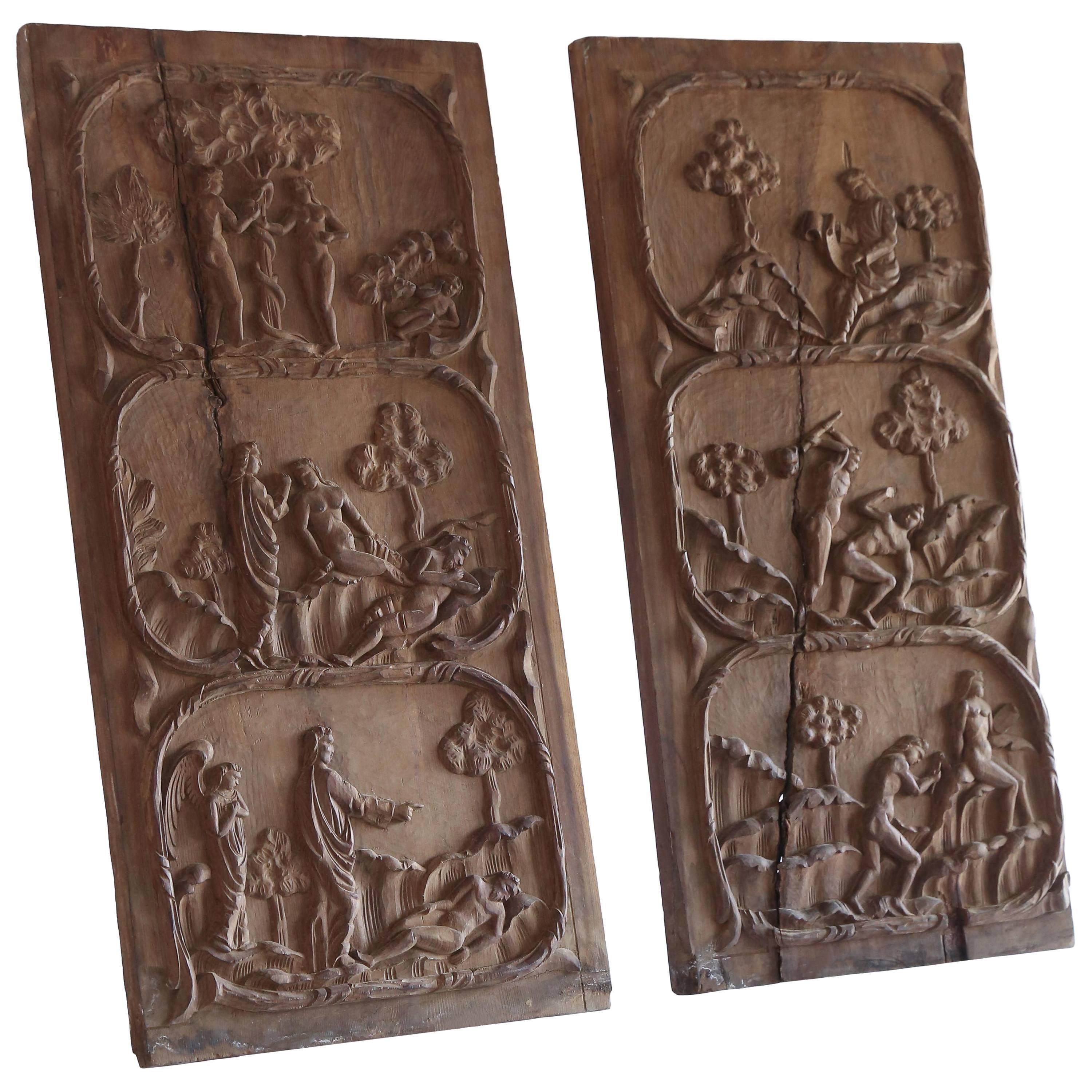 Pair of Hand-Carved Religious Panels at 1stDibs