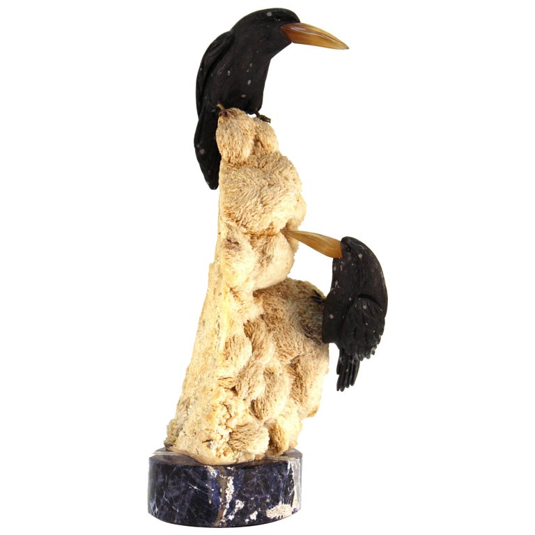 Two Birds on Mineral Rock Sculpture at 1stDibs