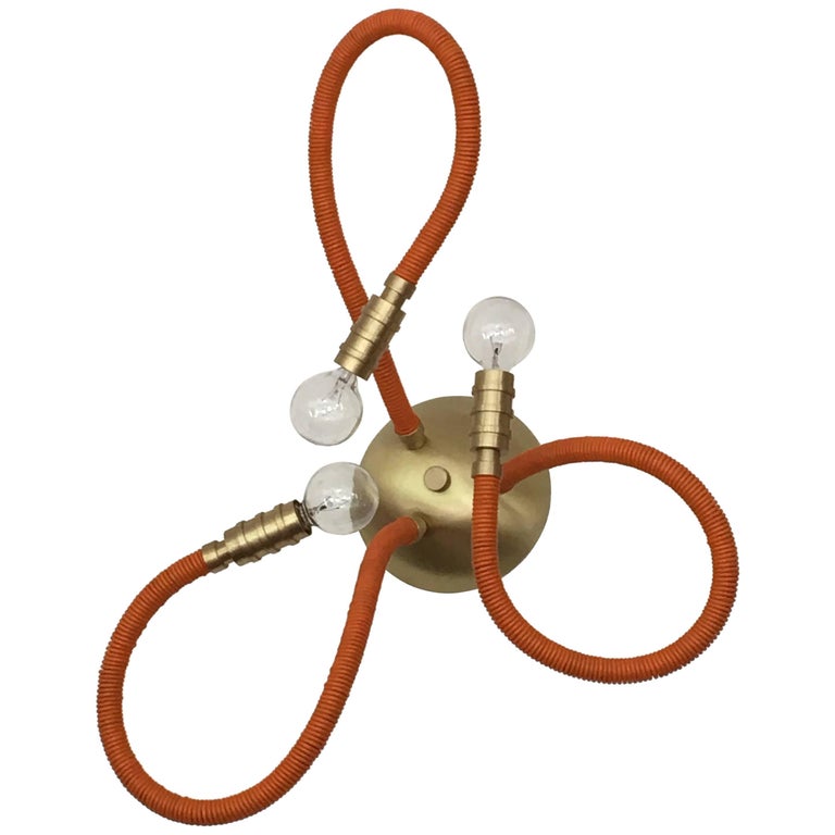 Meander Three Light Fixture with Flexible Leather Arms for Wall or ...