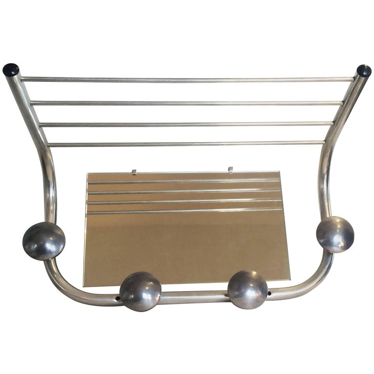 Art Deco Polished Aluminium German Coat Hat Wall Rack Stand For Sale at ...