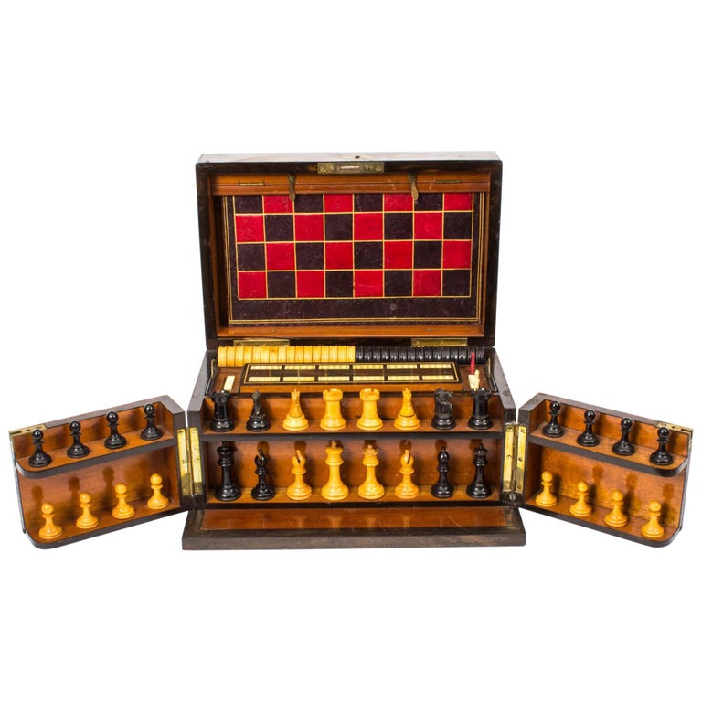 19th Century Victorian Coromandel Games Compendium Chess Drafts For ...