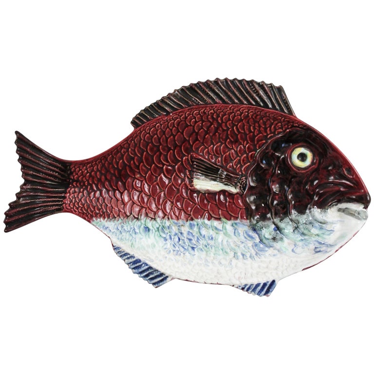 Mid-Century Portuguese Glazed Ceramic Fish Platters, circa 1960 at 1stdibs