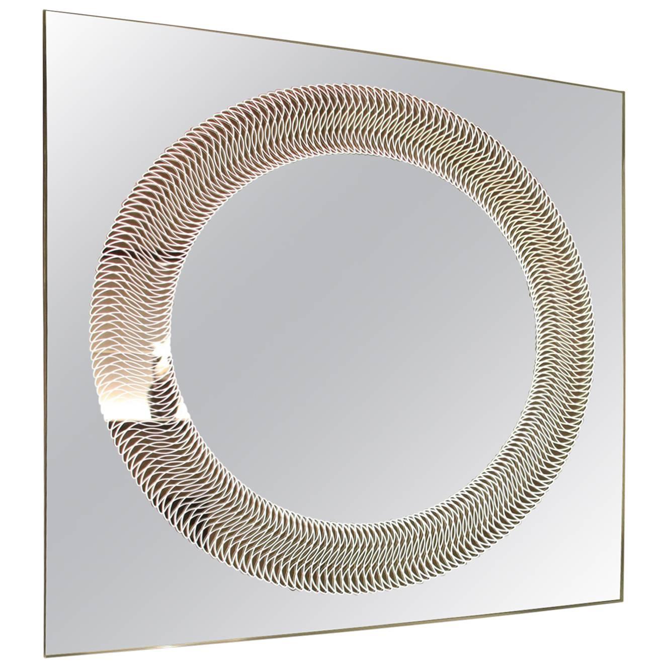 Modern Frameless Finely Etched Back Illuminated Square Glazz Cosmic ...