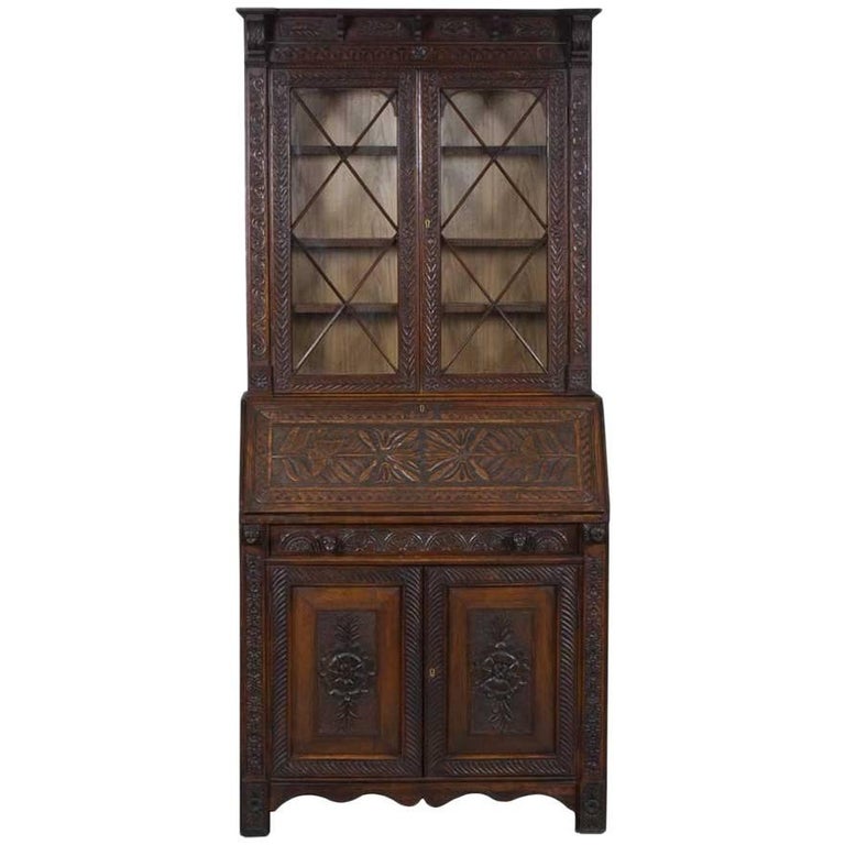 Antique Victorian Bureau Bookcase For Sale at 1stDibs