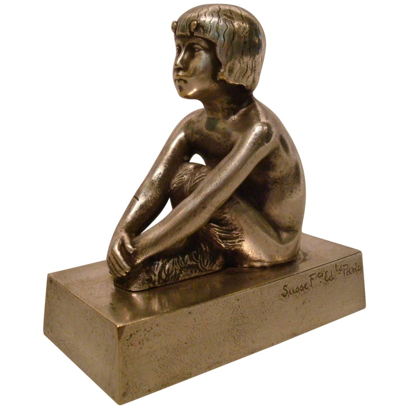 Art Deco Bronze Sculpture of a Sitting Female Satyr by Paul Silvestre ...