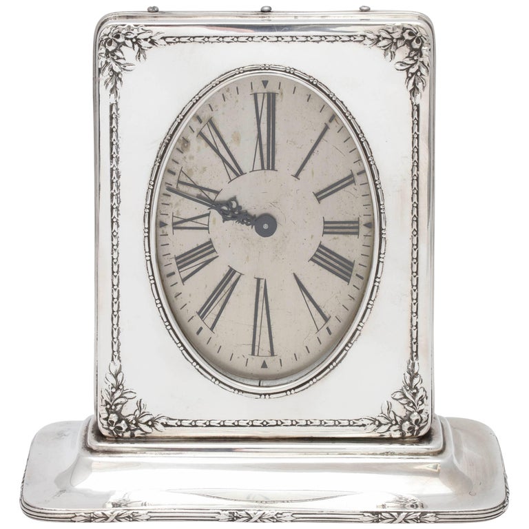 Edwardian Sterling Silver Eight Day Table/Mantel Clock at 1stDibs