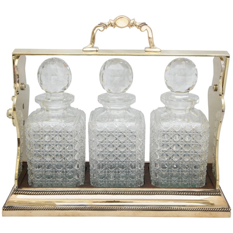 Rare, Victorian, Solid Rose Brass Three Bottle Tantalus at 1stDibs