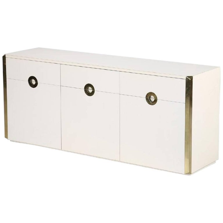 Cream Lacquered Sideboard by Willy Rizzo at 1stDibs