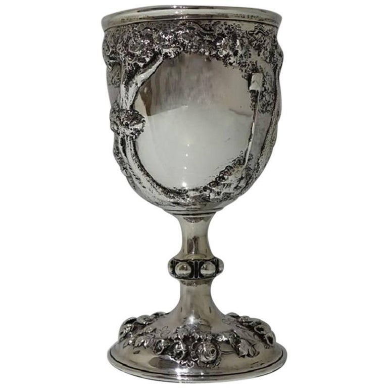 Sterling Silver Antique Victorian Wine Goblet, London 1860, Robert ...