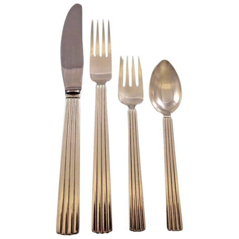 Bernadotte by Georg Jensen Sterling Silver Flatware Set Service 24 Pieces at 1stDibs
