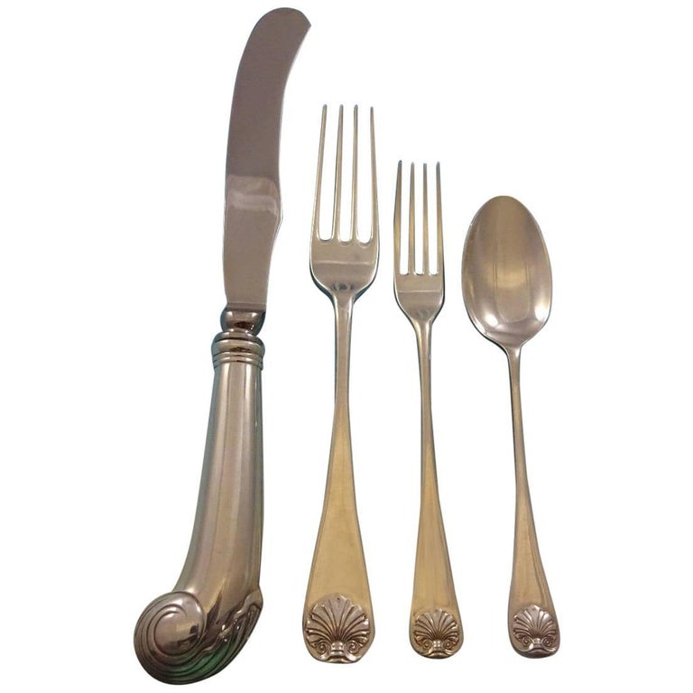 Williamsburg Shell by Stieff Sterling Silver Flatware Set Service 28 ...