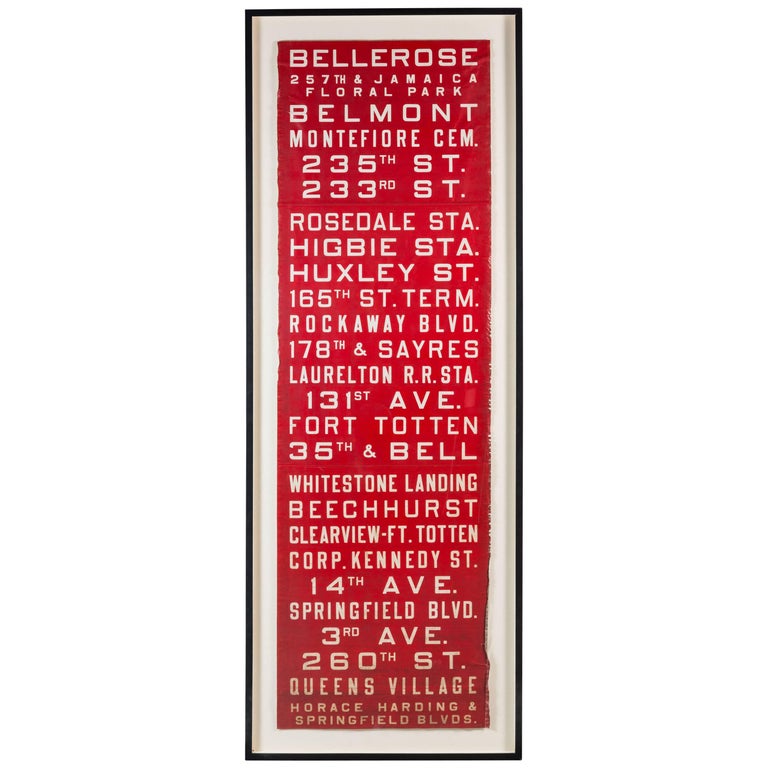 Red and White Graphic New York Bus Subway Destination Sign For Sale at ...