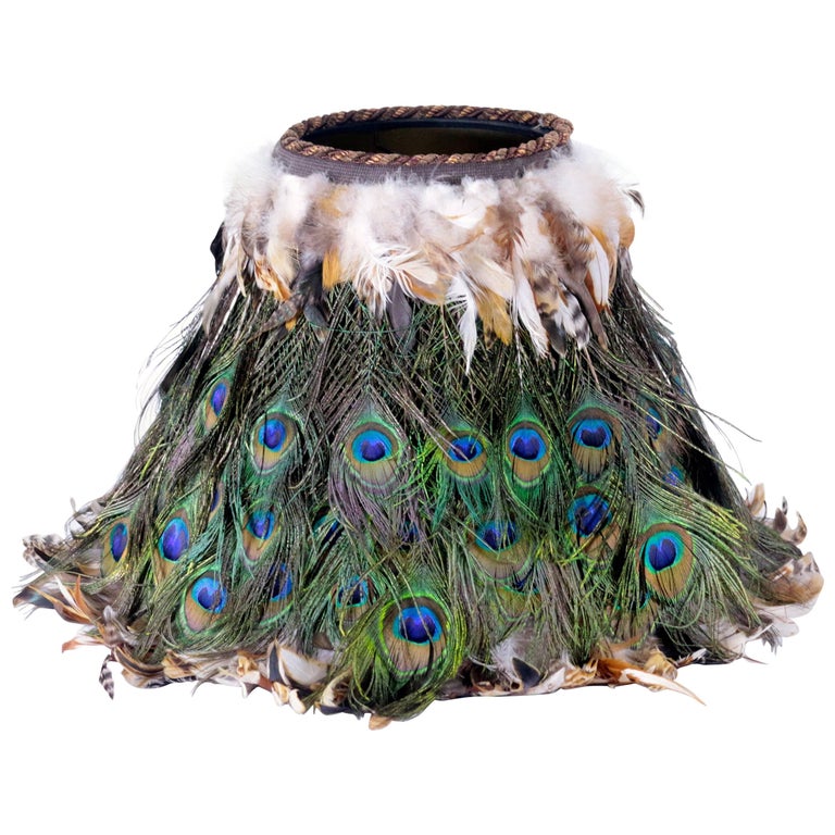 Authentic Midcentury Handmade Peacock Lamp Shade at 1stDibs