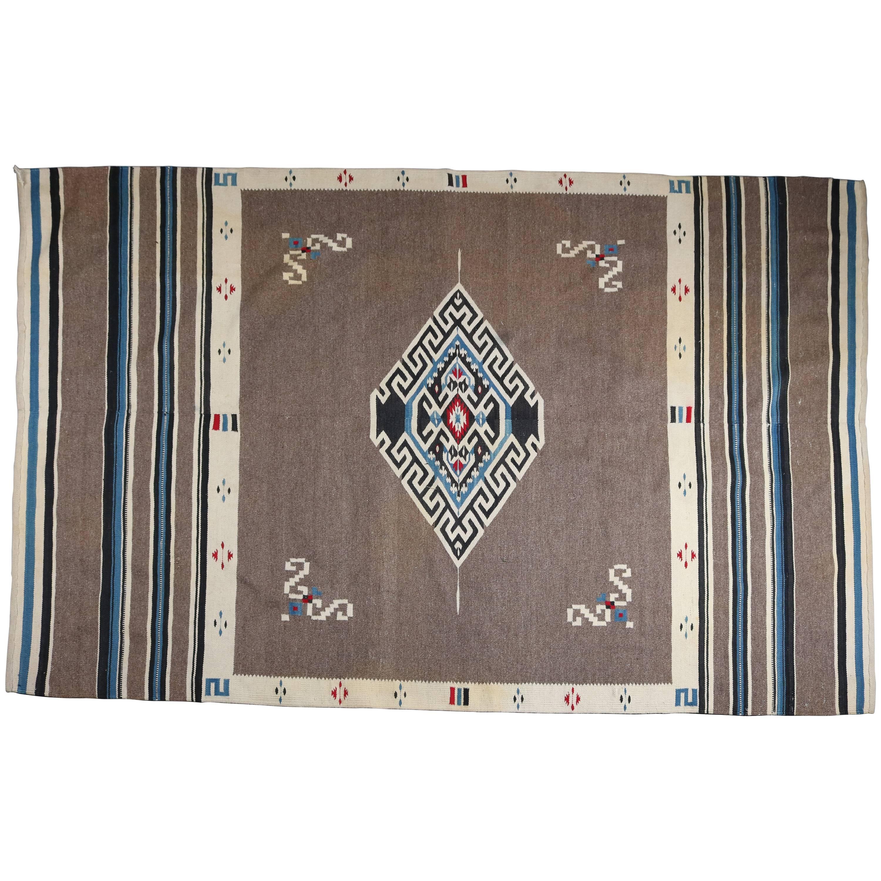 Antique Southwest Indian Saltillo Serape Blanket/Rug with Tribal Motif ...