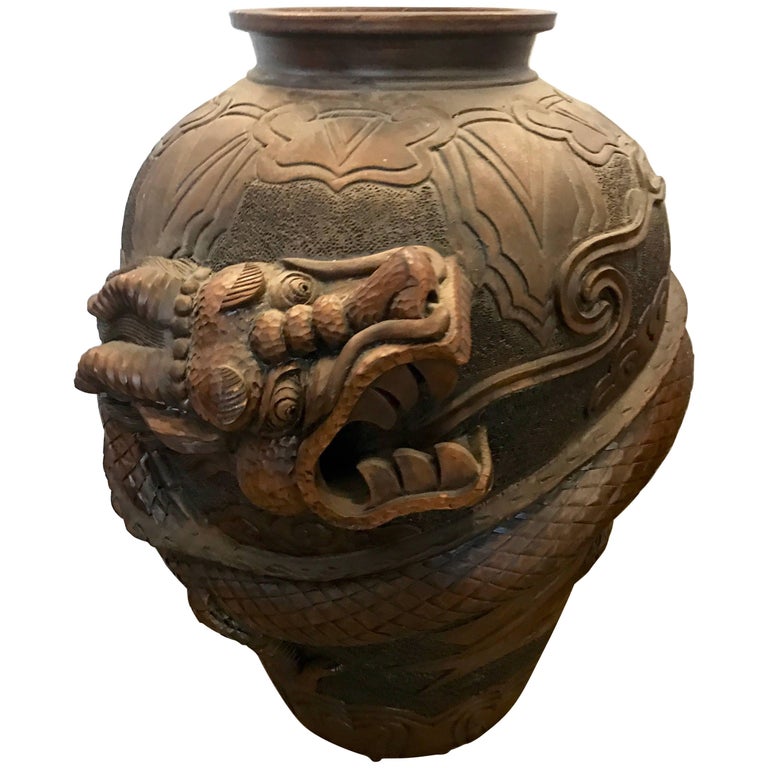 Chinese Terracotta Dragon Floor Vase For Sale at 1stDibs
