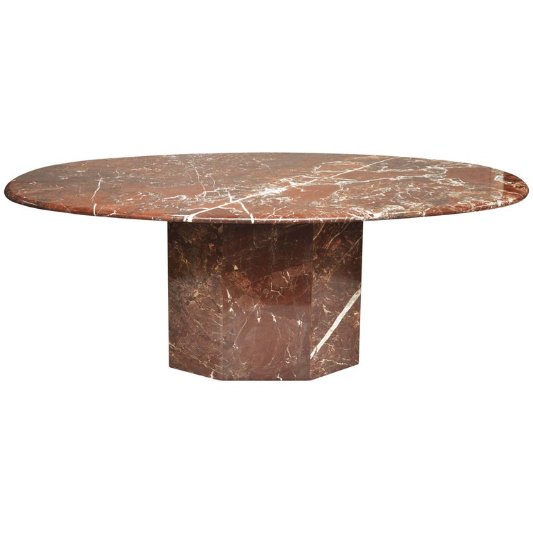Midcentury Oval Marble Dining Table at 1stDibs