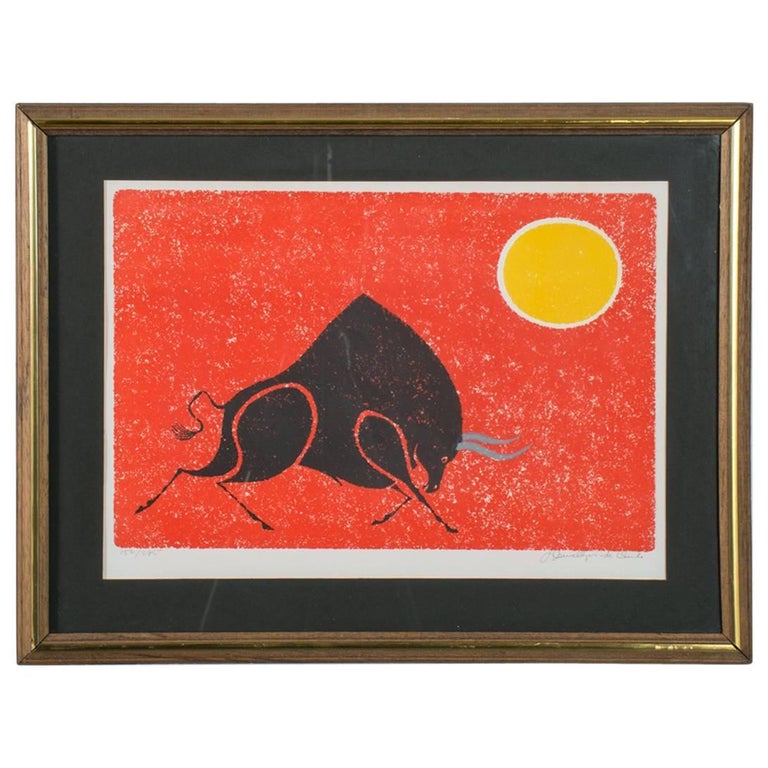 Midcentury Bull Lithograph by Keith Llewellyn De Carlo at 1stDibs