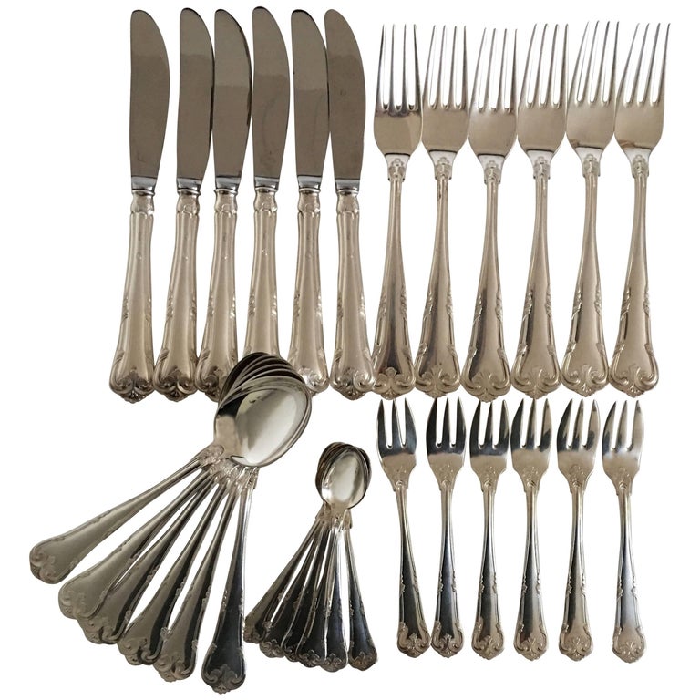 Herregaard Cohr Silver Flatware Set for Six People, 30 Pieces For Sale ...