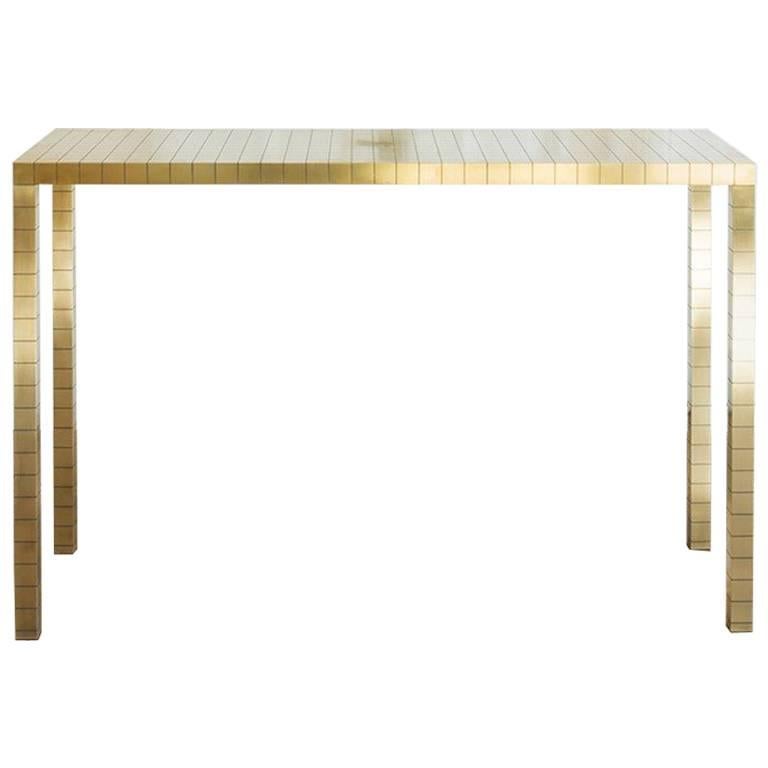 Brass Metal "Turning into Gold" Console Table For Sale at 1stDibs